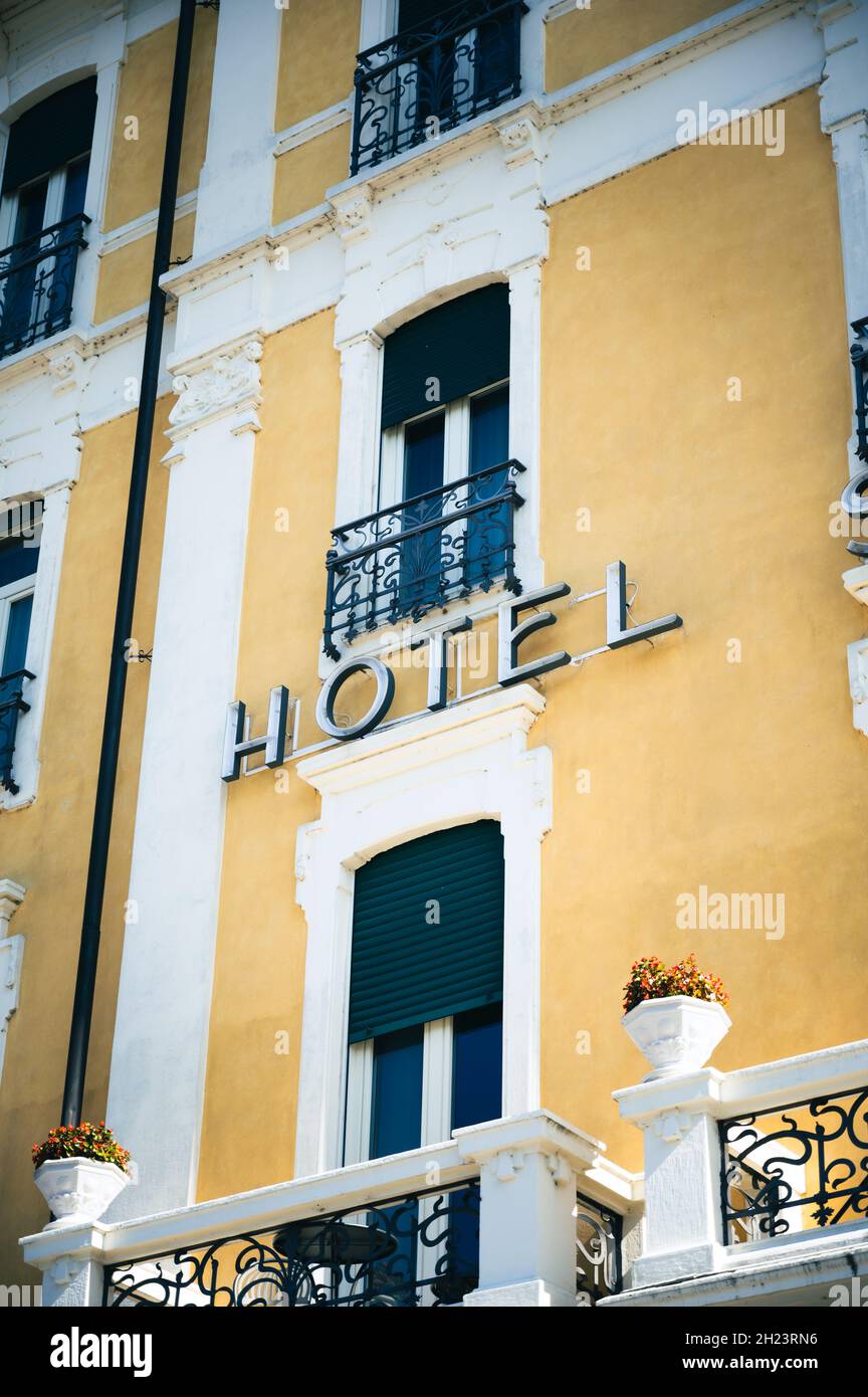 Vintage hotel sign, Signboard of the main entrance of a hotel Stock ...