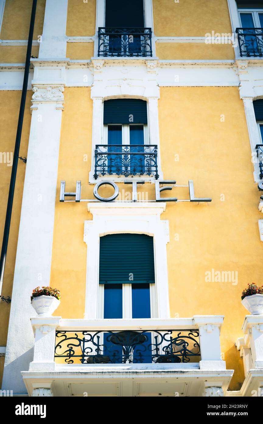 Vintage hotel sign, Signboard of the main entrance of a hotel Stock ...