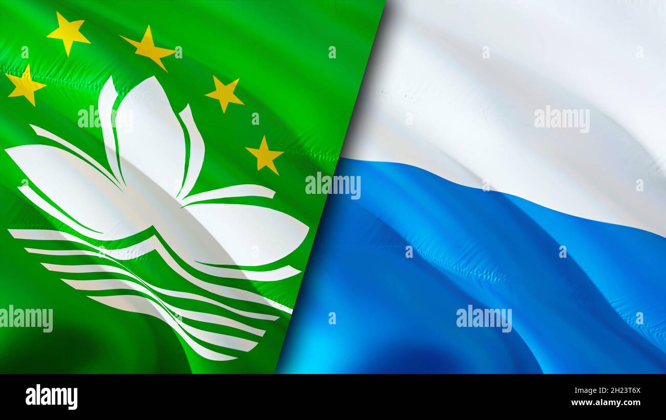 Macau and San Marino flags. 3D Waving flag design. Macau San Marino ...