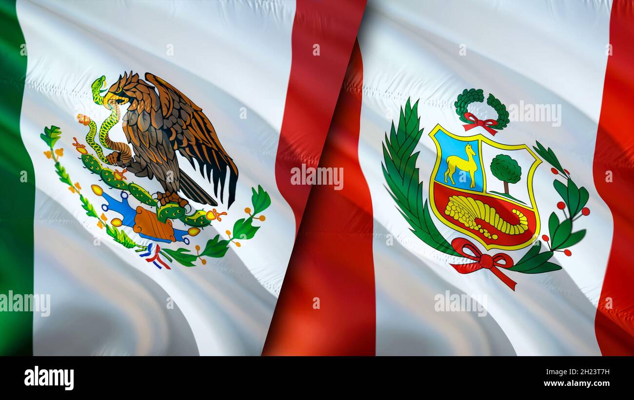 Mexico and Peru flags. 3D Waving flag design. Mexico Peru flag, picture ...