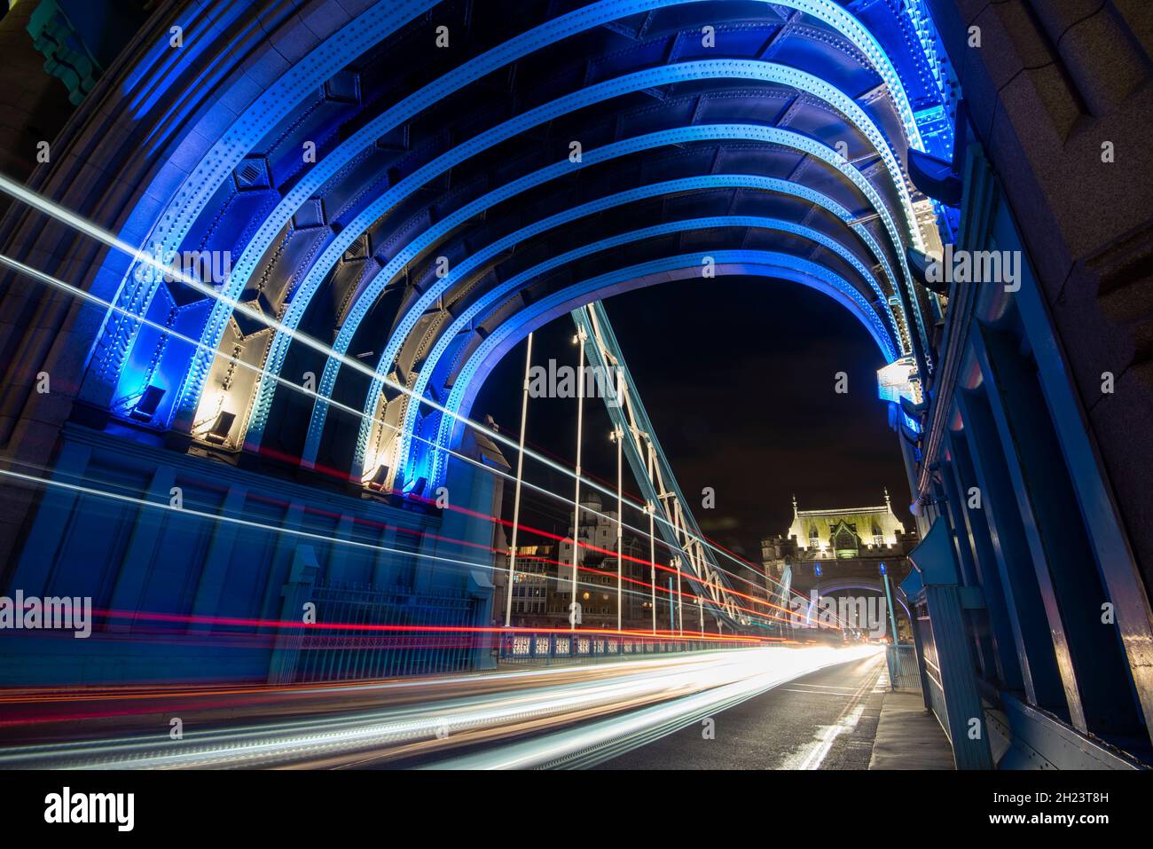 Traffic Light Trails on Tower Bridge, London England UK Stock Photo - Alamy