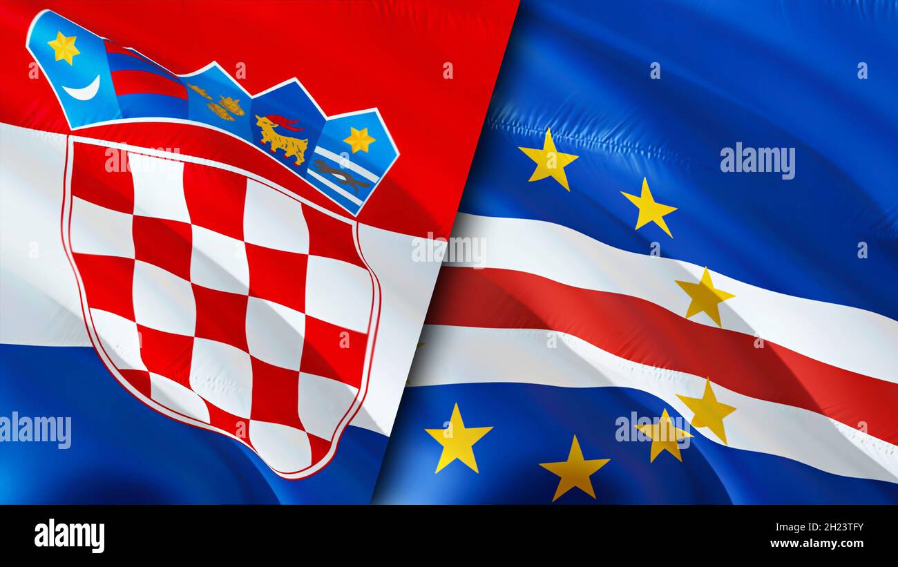 Croatia and Cape Verde flags. 3D Waving flag design. Cape Verde Croatia ...
