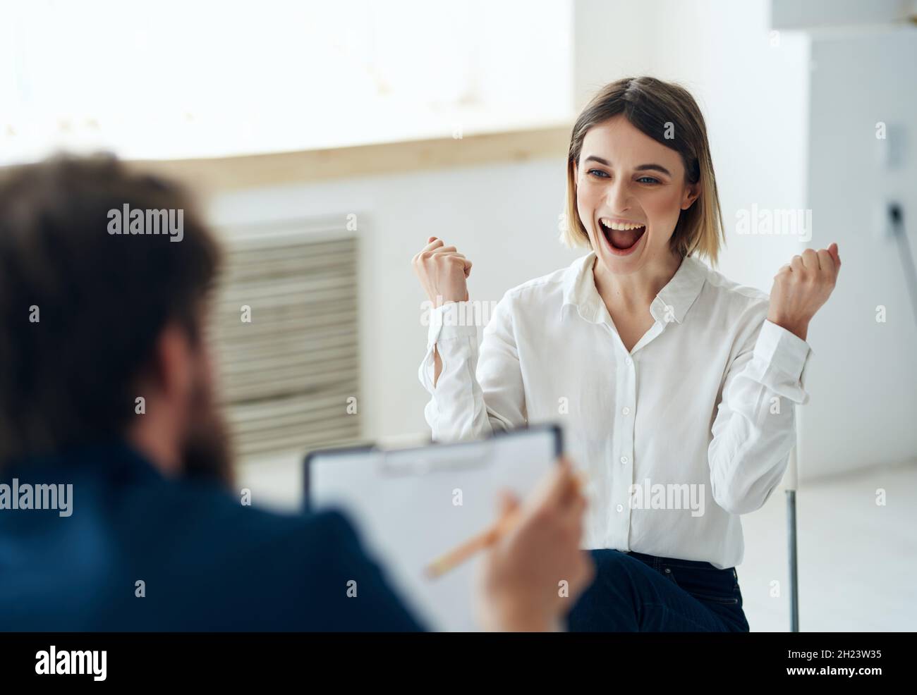 male psychologist receiving patient communication consultation ...
