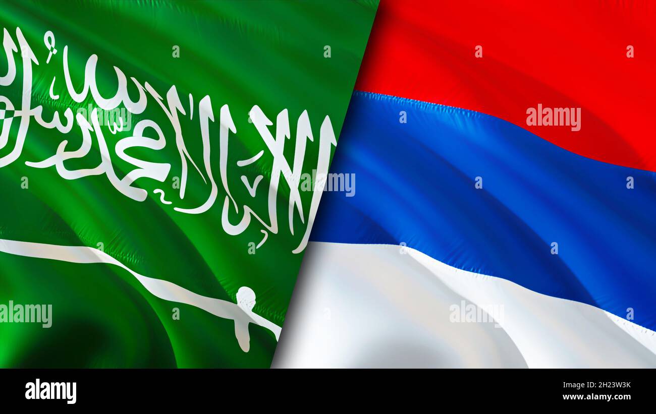 Saudi Arabia and Serbia flags. 3D Waving flag design. Serbia Saudi ...