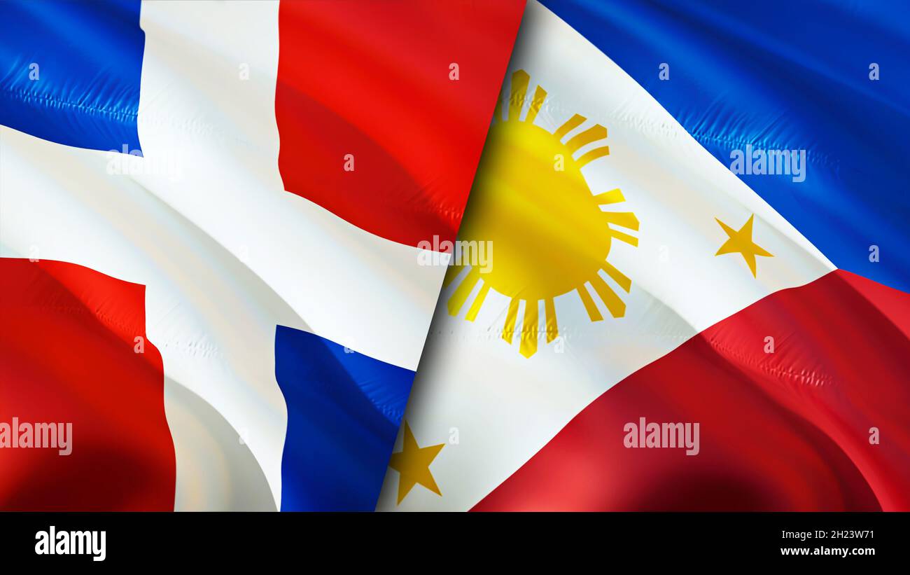Dominicana and Philippines flags. 3D Waving flag design. Philippines ...