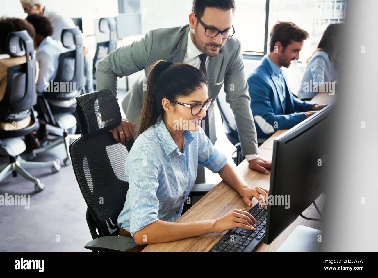 Startup business people group of programmer working as team to find ...