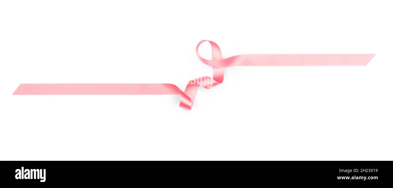 Pink streamer ribbon on white background Stock Photo - Alamy