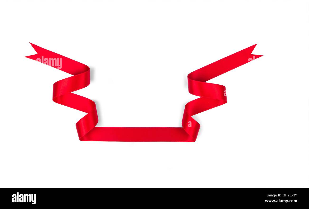 Red streamer ribbon on white background Stock Photo - Alamy