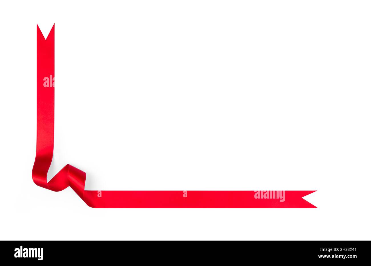 Red streamer ribbon on white background Stock Photo - Alamy