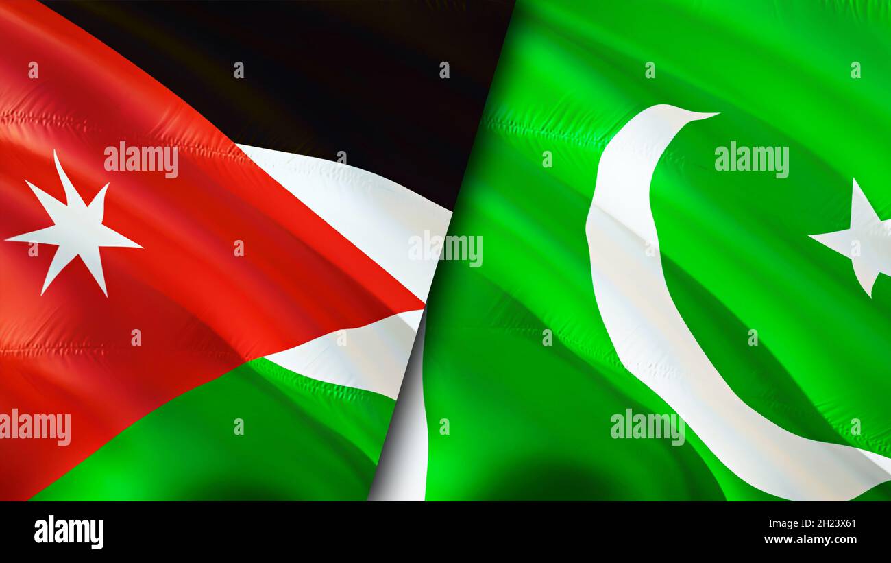 Jordan and Pakistan flags. 3D Waving flag design. Pakistan Jordan flag ...