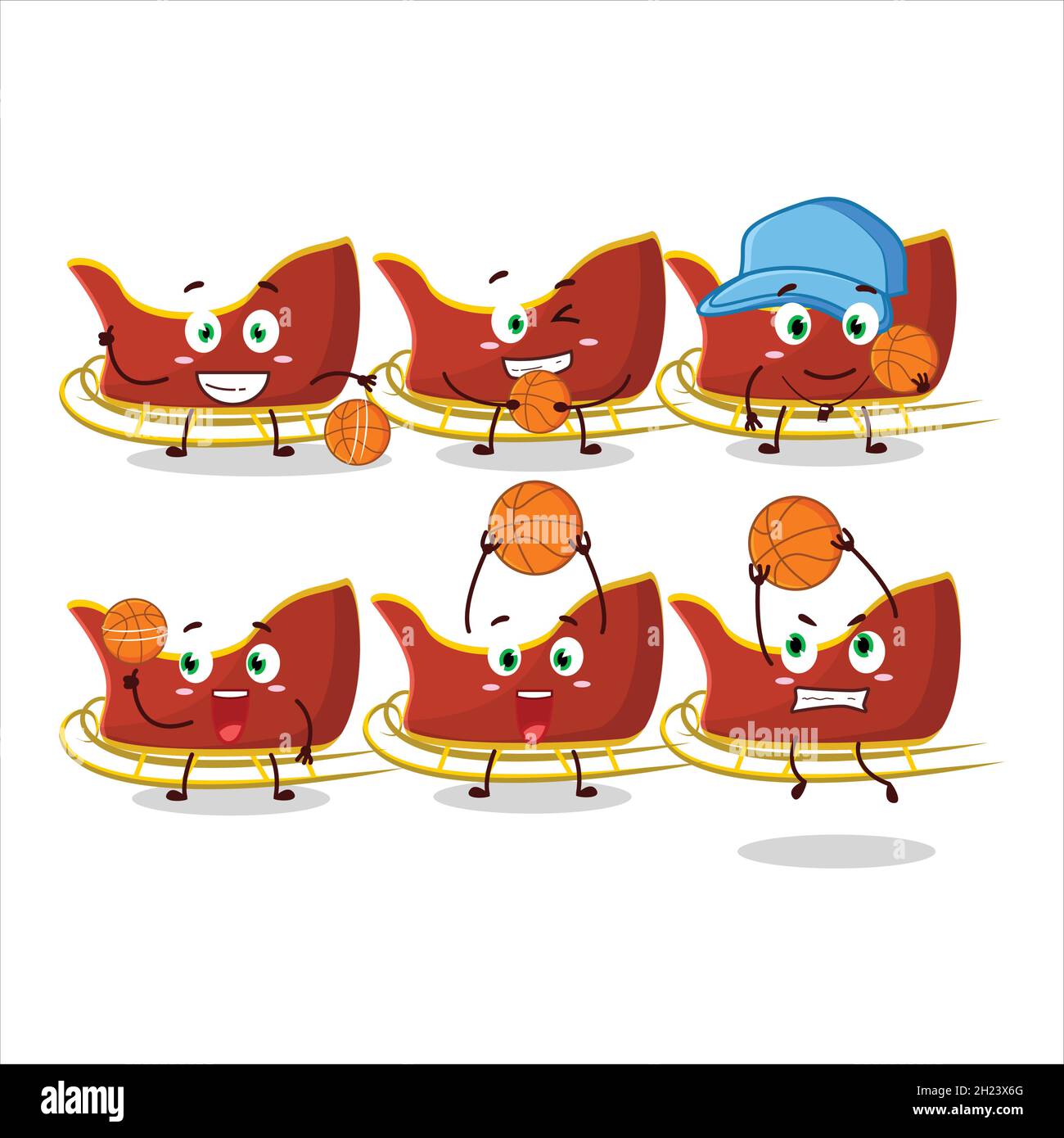 Talented snow chariot cartoon character as a basketball athlete. Vector ...