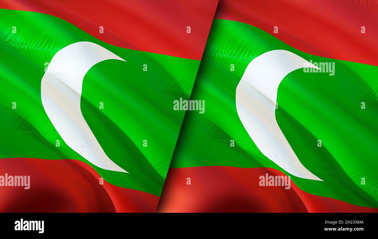 Maldives and Maldives flags. 3D Waving flag design. Maldives Maldives ...