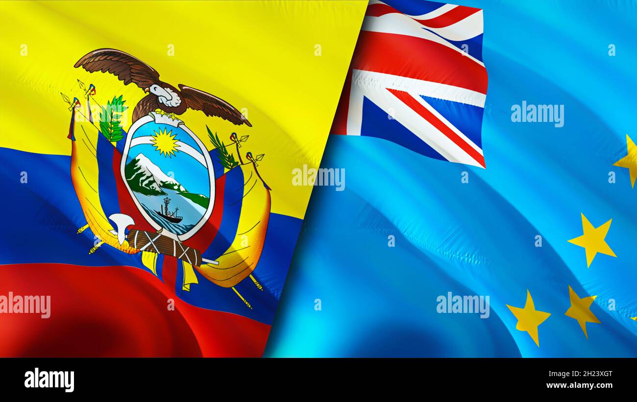 Ecuador and Tuvalu flags. 3D Waving flag design. Ecuador Tuvalu flag ...