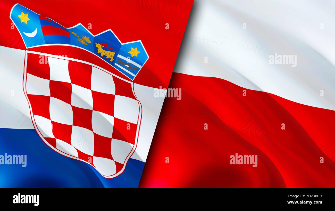 Croatia and Poland flags. 3D Waving flag design. Poland Croatia flag ...