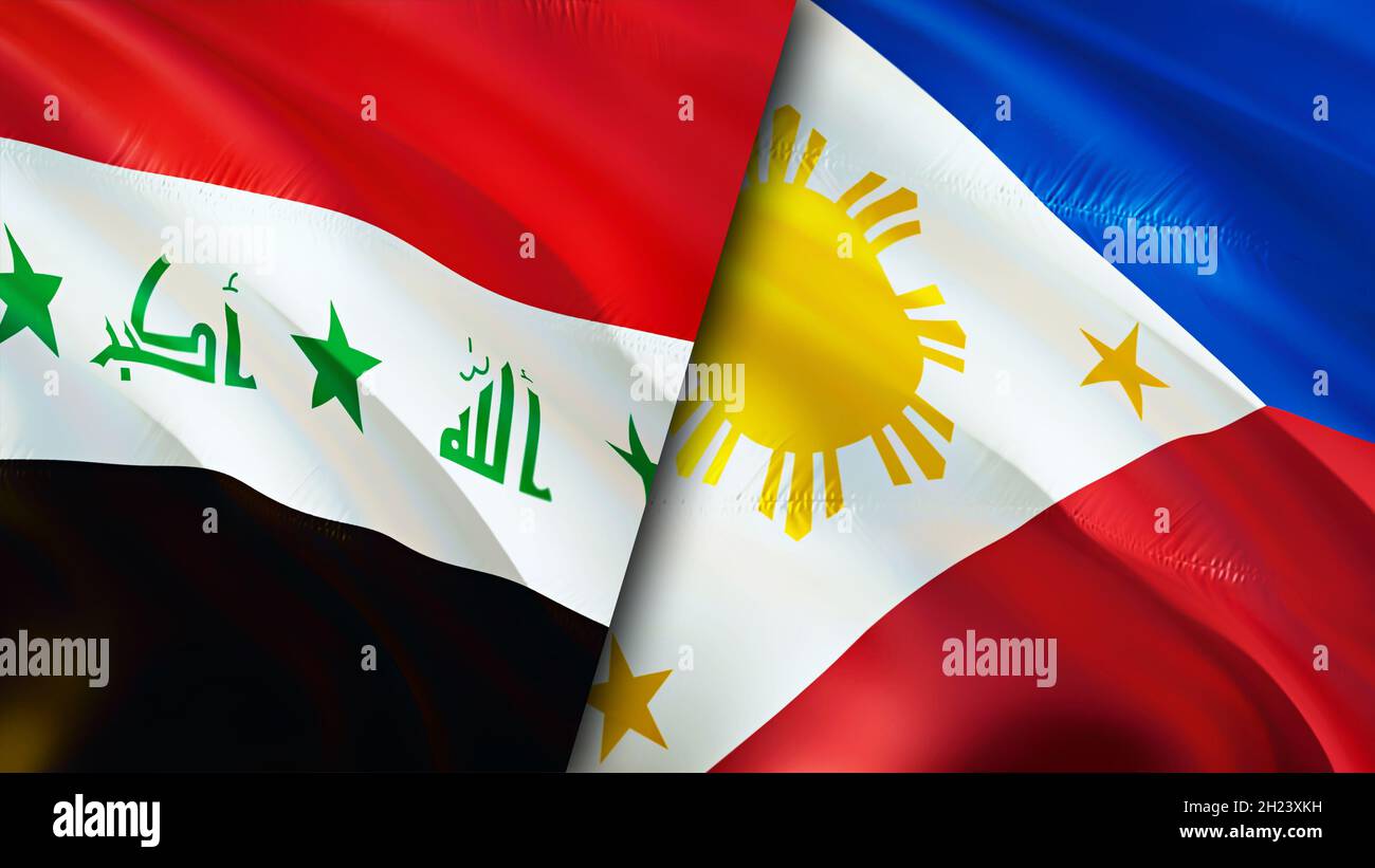 Iraq and Philippines flags. 3D Waving flag design. Philippines Iraq ...