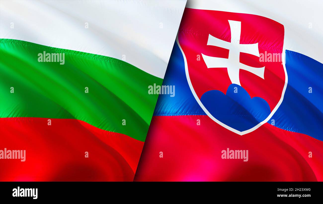 Bulgaria and Slovakia flags. 3D Waving flag design. Bulgaria Slovakia ...