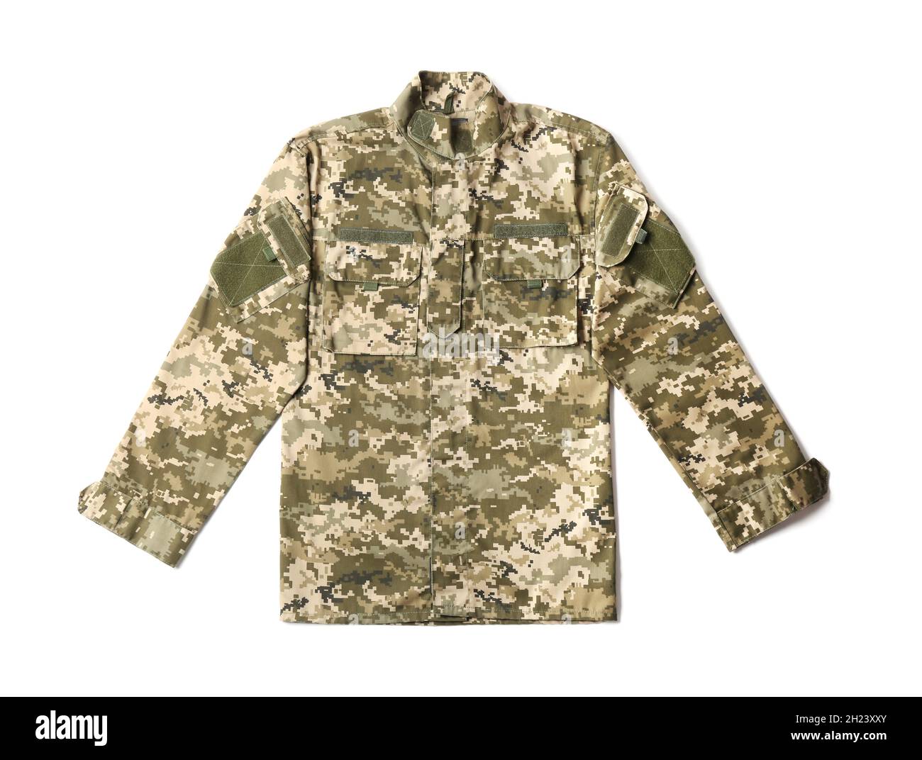 Military clothes on white background Stock Photo - Alamy