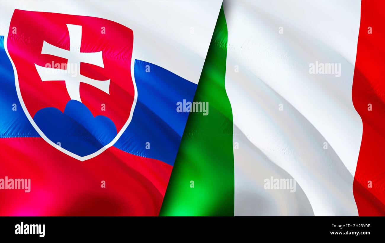 Slovakia and Italy flags. 3D Waving flag design. Slovakia Italy flag ...