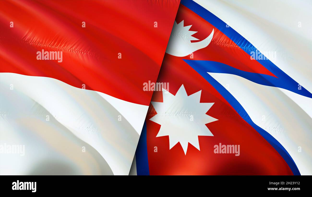Indonesia and Nepal flags. 3D Waving flag design. Indonesia Nepal flag ...