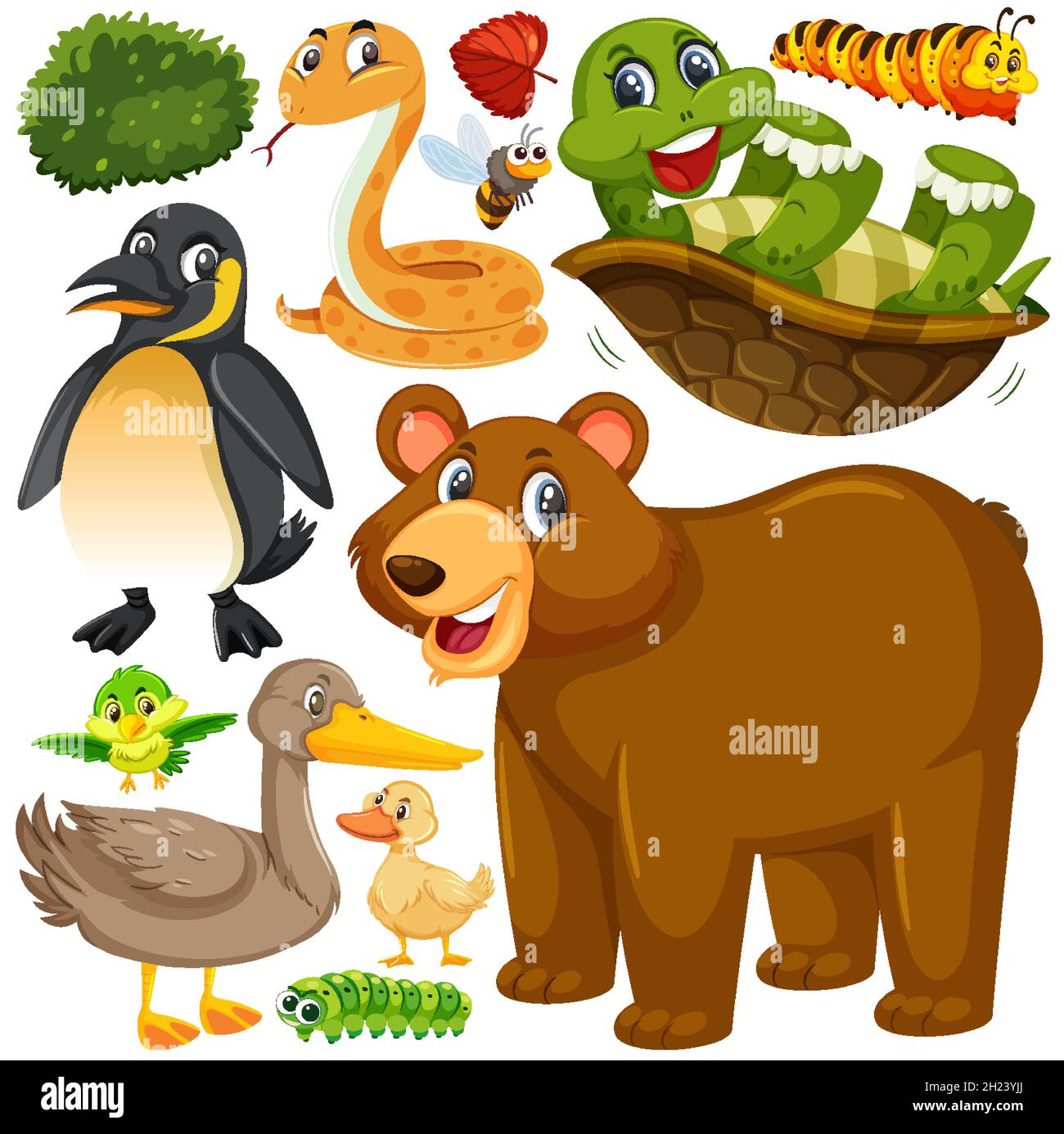 Seamless pattern with cute wild animals cartoon character illustration ...