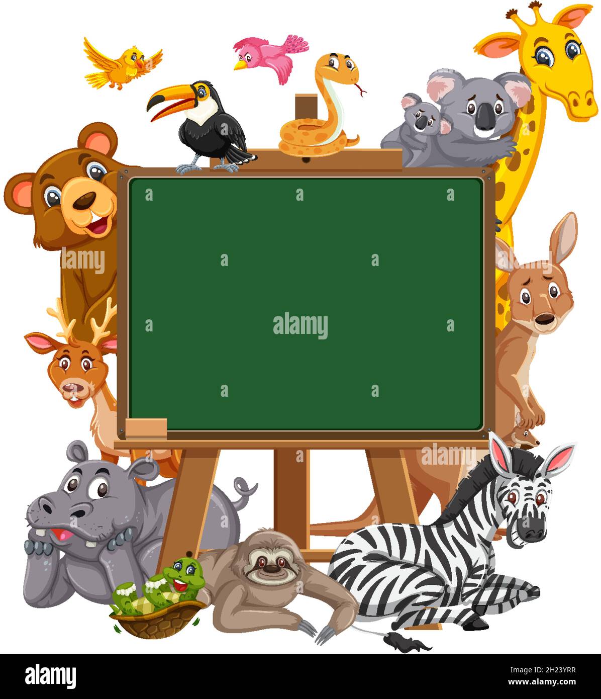 Empty blackboard with various wild animals illustration Stock Vector ...
