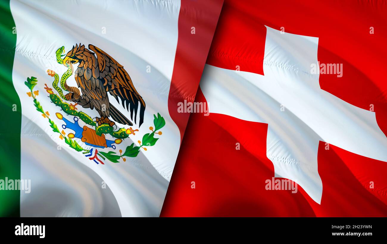 Mexico and Switzerland flags. 3D Waving flag design. Mexico Switzerland ...