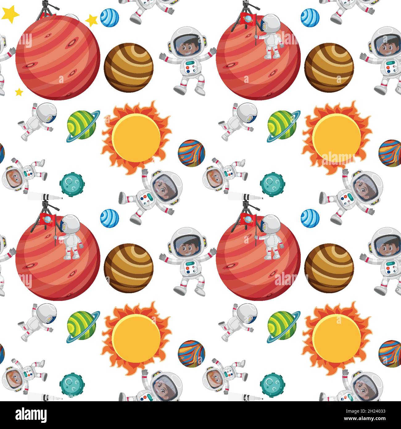 Astronaut in the space solar system illustration Stock Vector Image ...