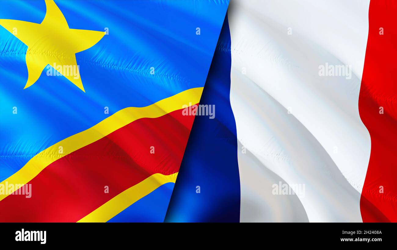 DR Congo and France flags. 3D Waving flag design. France DR Congo flag ...
