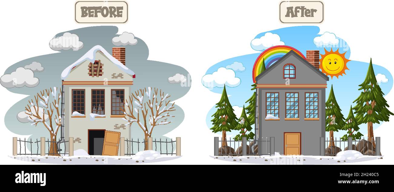 Before after renovation Stock Vector Images - Alamy