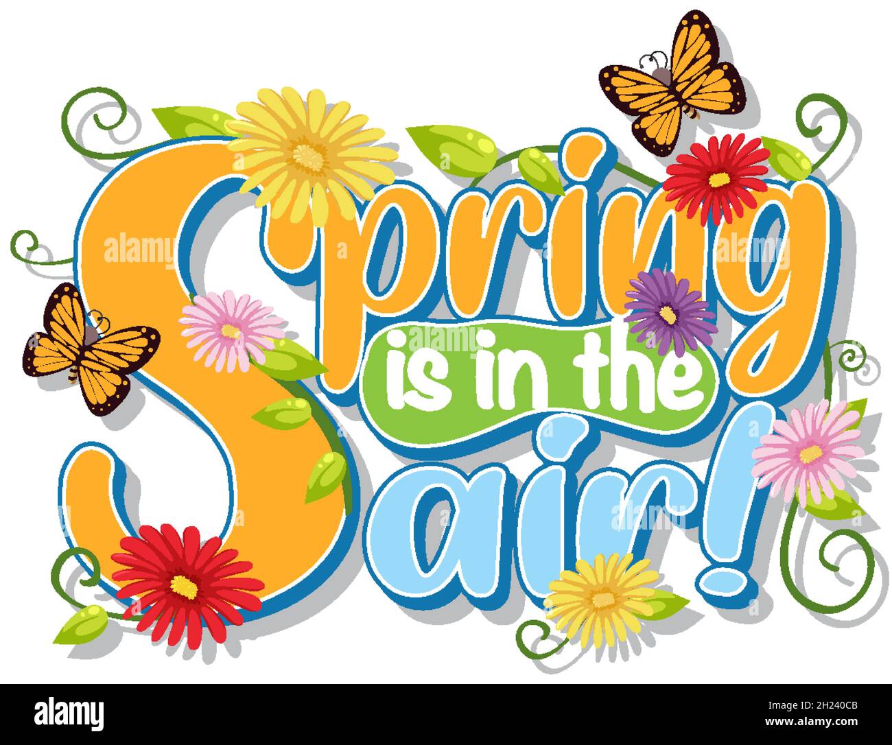 Floral spring calligraphic text illustration Stock Vector Image & Art ...