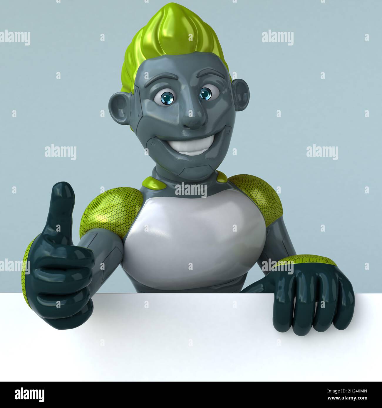 Fun green robot - 3D Illustration Stock Photo - Alamy