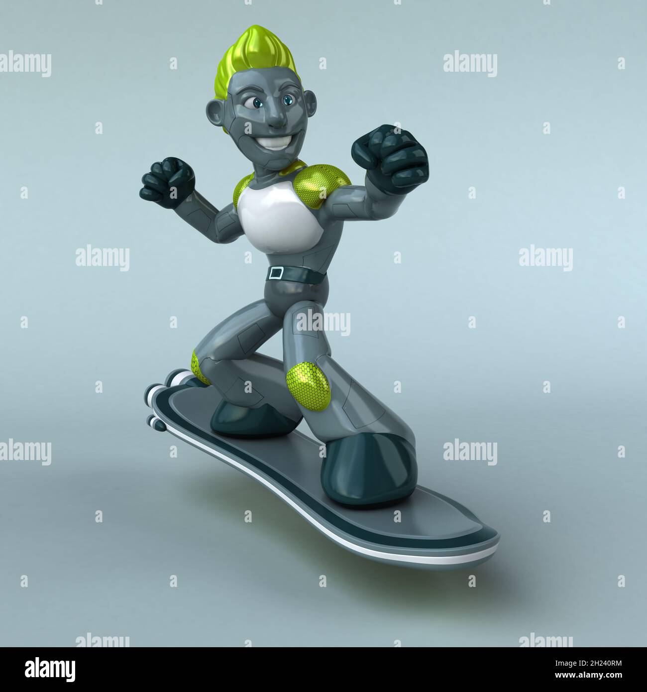Fun green robot - 3D Illustration Stock Photo - Alamy