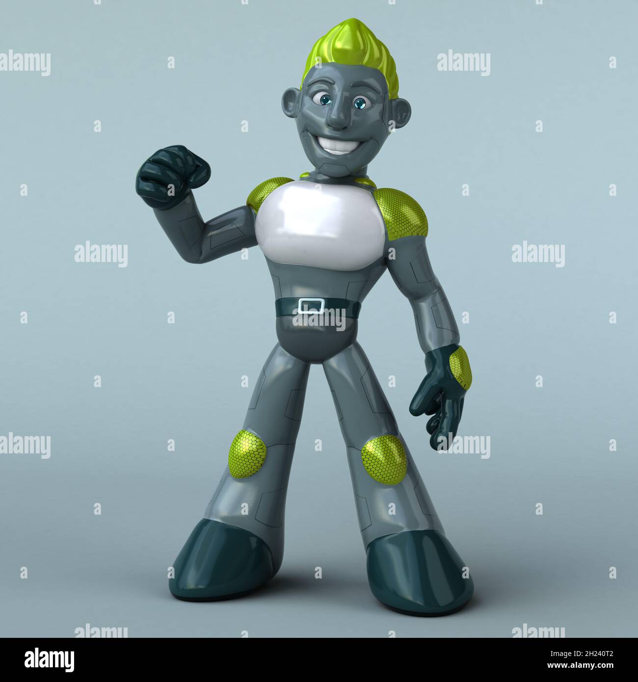 Fun green robot - 3D Illustration Stock Photo - Alamy
