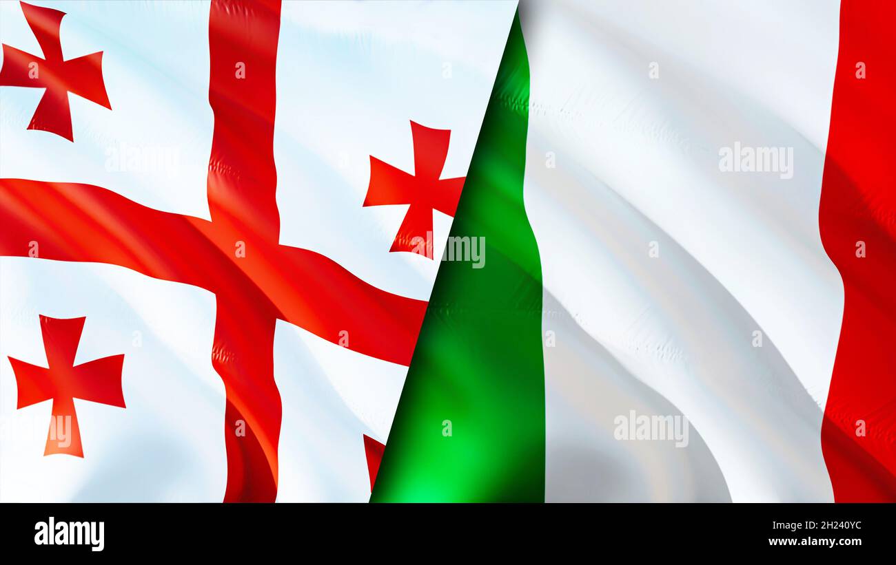 Georgia and Italy flags. 3D Waving flag design. Georgia Italy flag ...