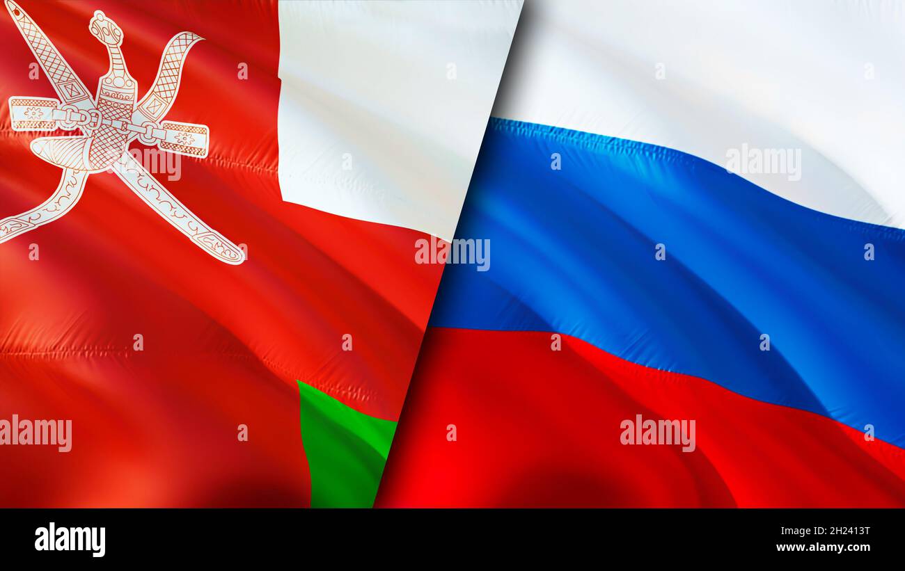 Oman and Russia flags. 3D Waving flag design. Russia Oman flag, picture ...