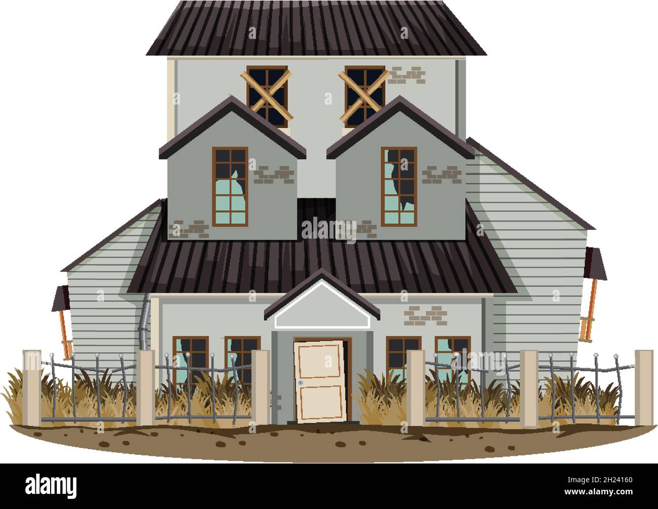 Isolated old broken house in the rural illustration Stock Vector Image ...