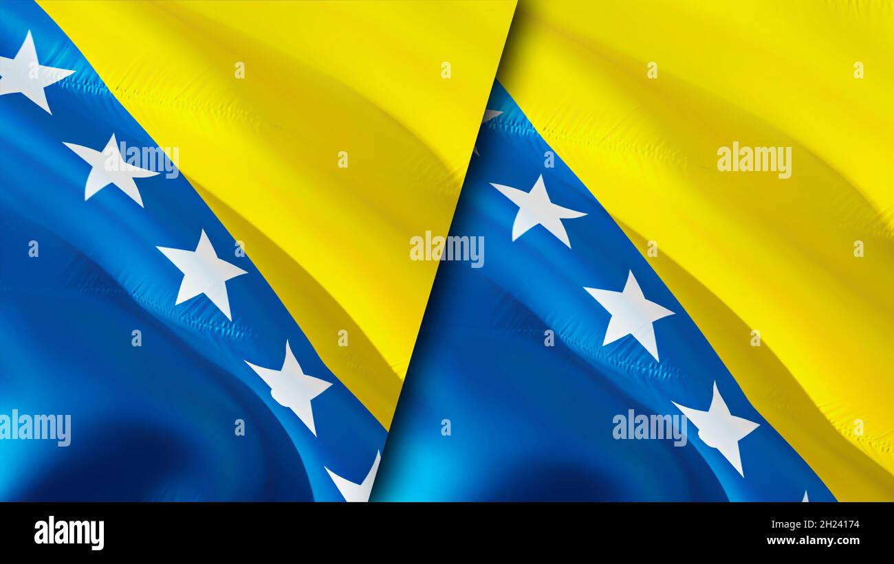 Bosnia And Bosnia And Herzegovina Flags 3d Waving Flag Design Bosnia