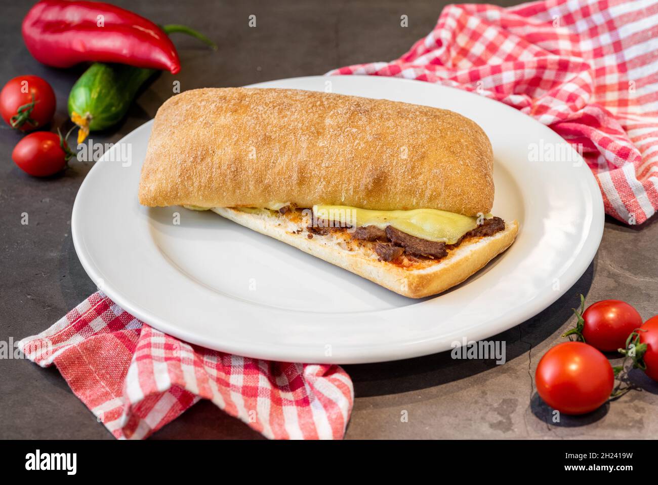Turkish toast with roasted meat or Turkish Kavurma toast Stock Photo ...
