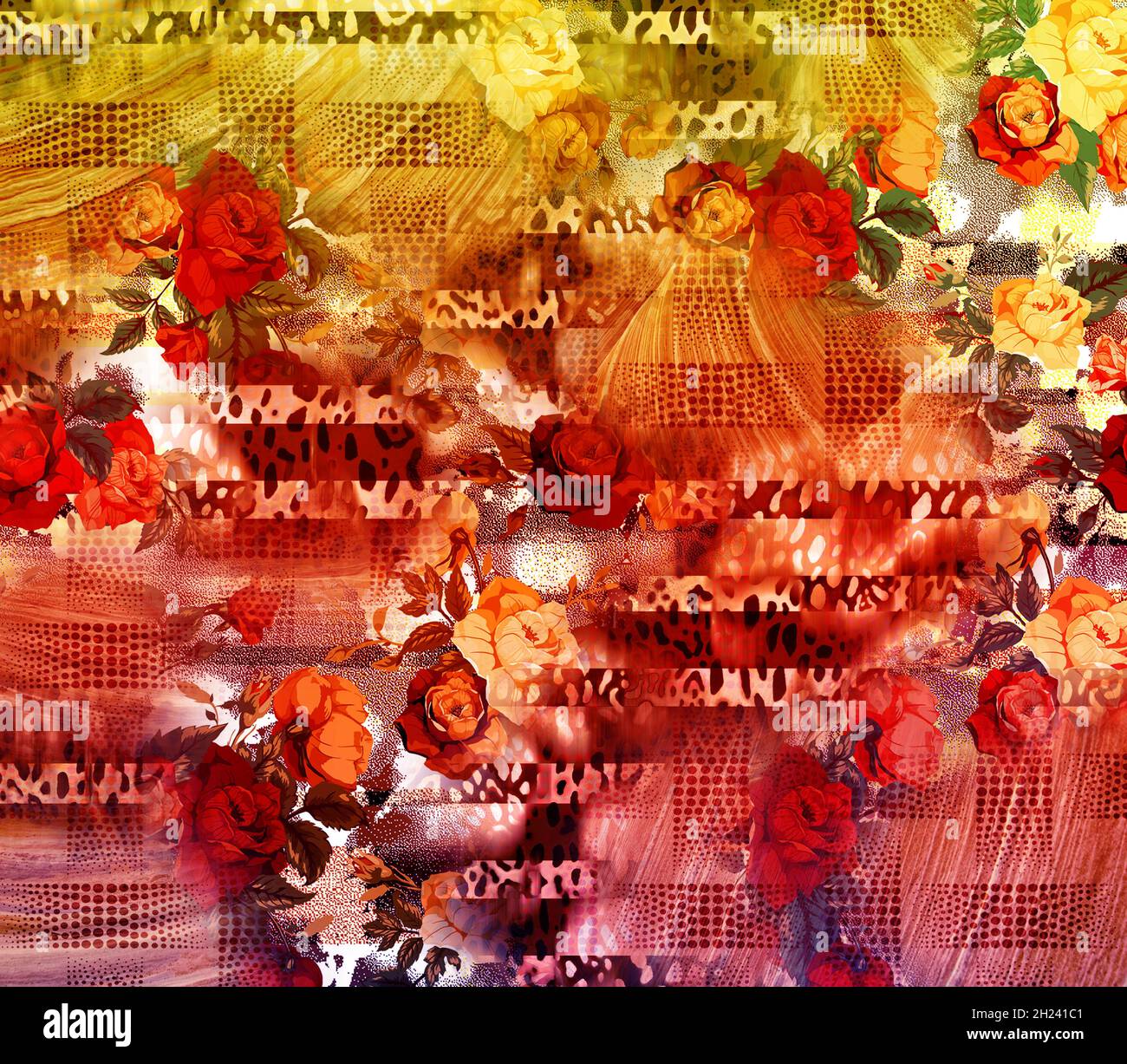 digital painted abstract design, colorful texture, fabric print pattern ...