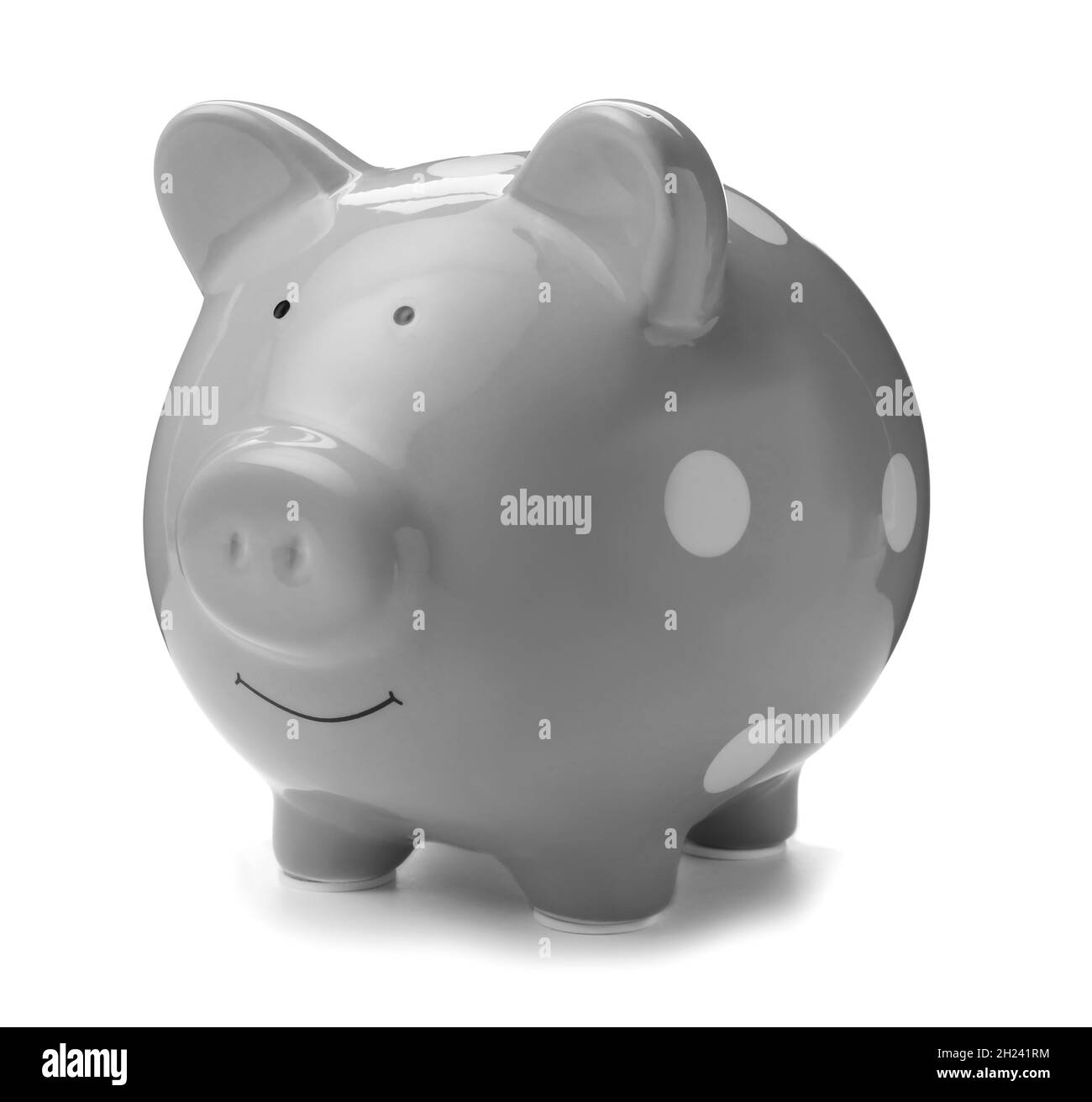 Gray piggy bank on white background. Money saving Stock Photo - Alamy