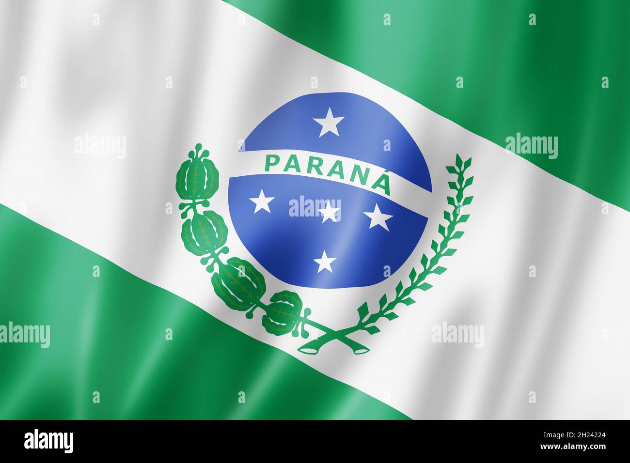 Parana state flag, Brazil waving banner collection. 3D illustration ...