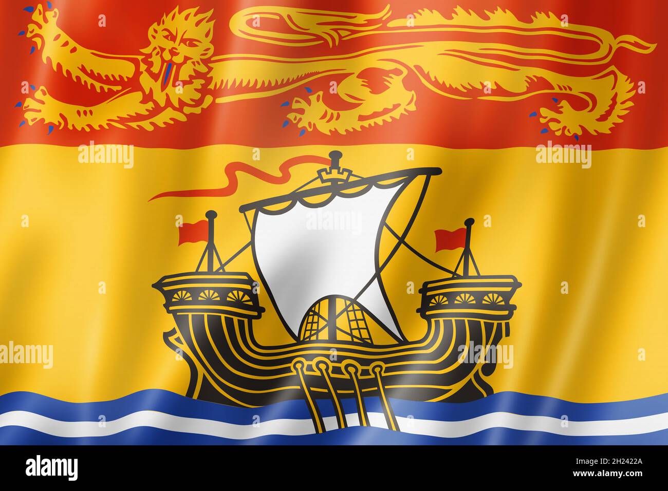 New Brunswick province flag, Canada waving banner collection. 3D ...