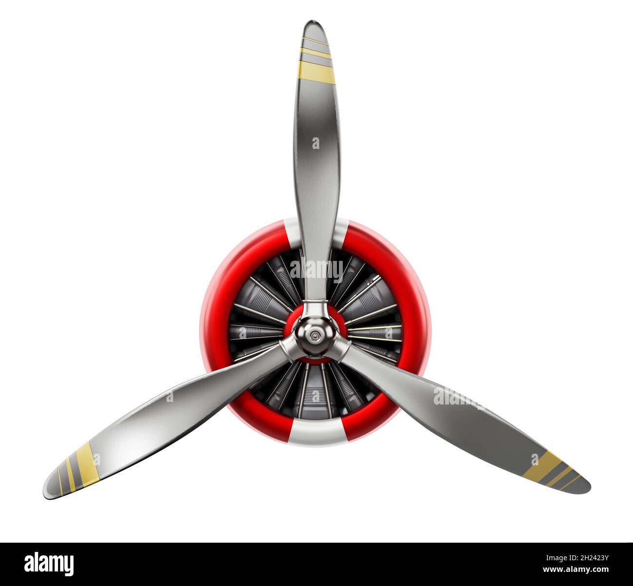 Vintage airplane propeller isolated on white background. 3D ...