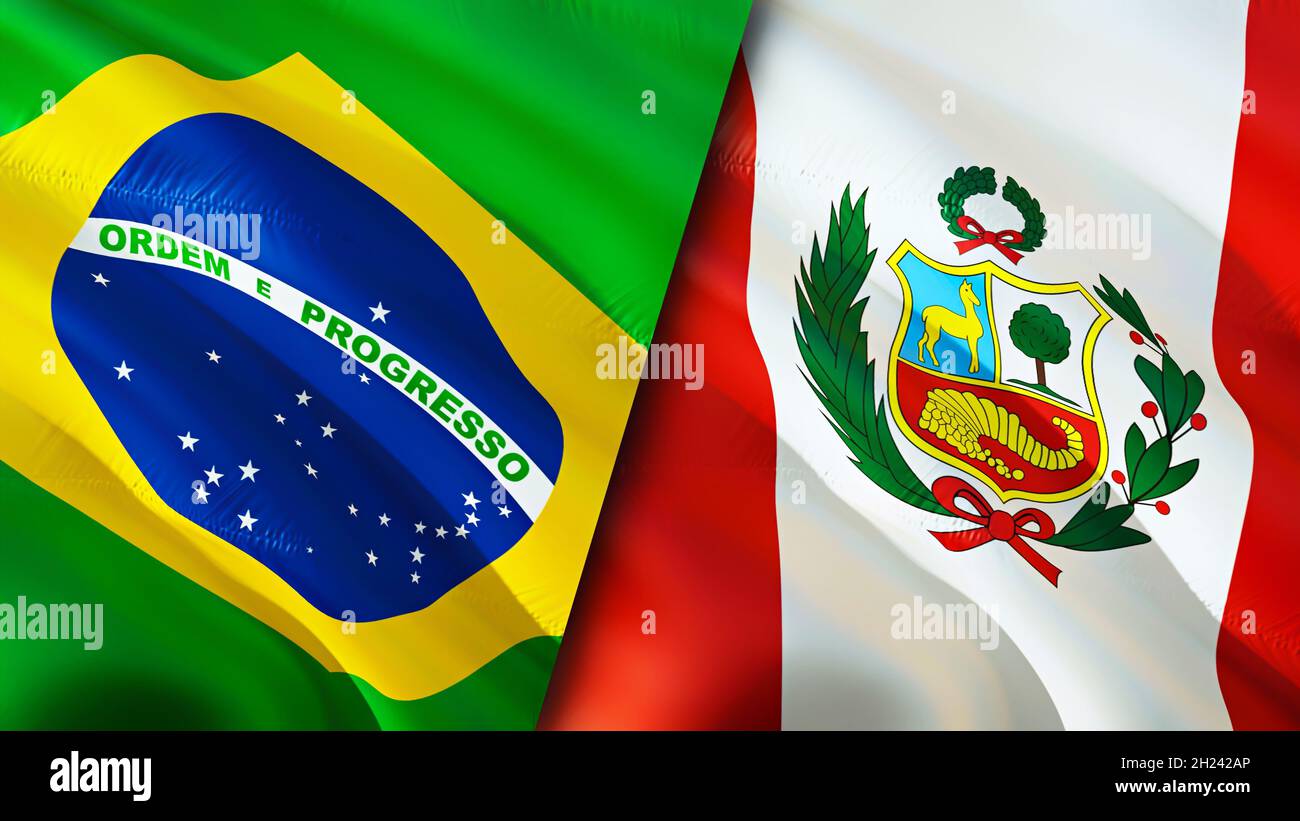 Brazil and Peru flags. 3D Waving flag design. Brazil Peru flag, picture ...