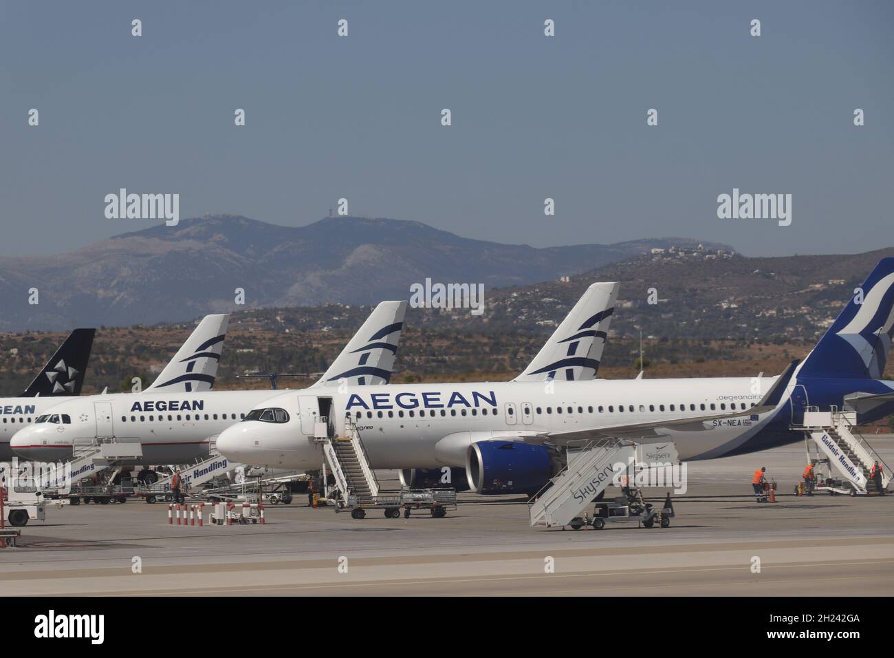 Greek Aegean Airlines Stock Photo - Alamy