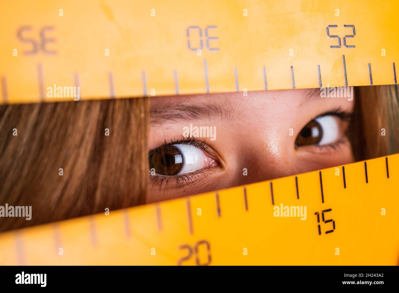happy child girl study subject at school, education Stock Photo - Alamy