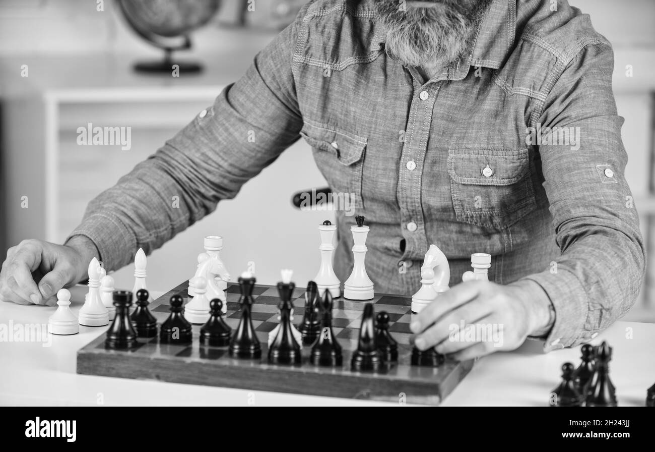 Chess is a fair game. clever man play chess. chess board with chess ...