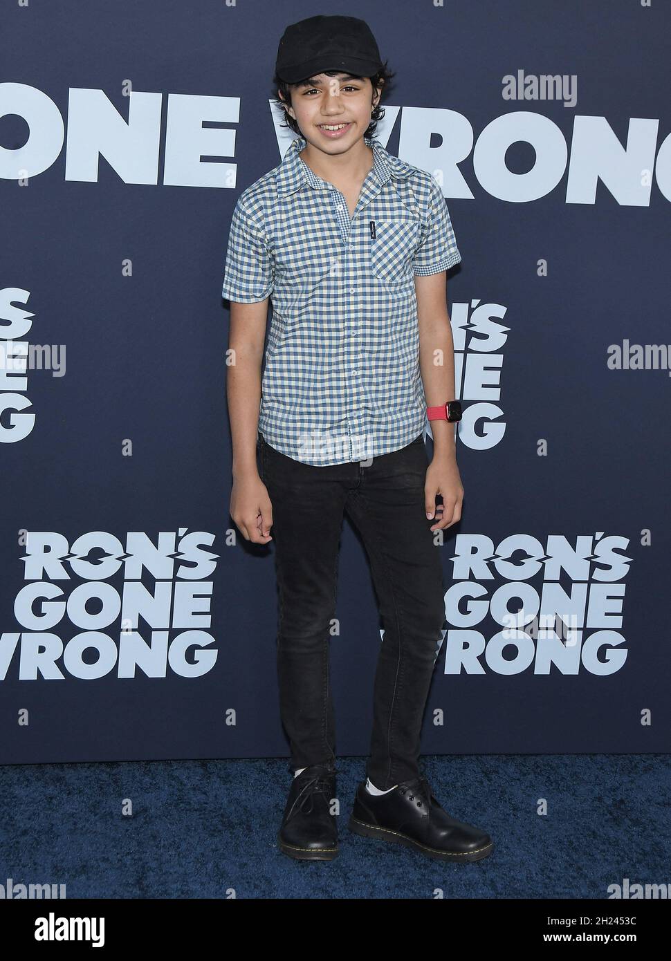 Los Angeles, USA. 19th Oct, 2021. Callan Farris arrives at Disney Studios' RON'S GONE WRONG ...