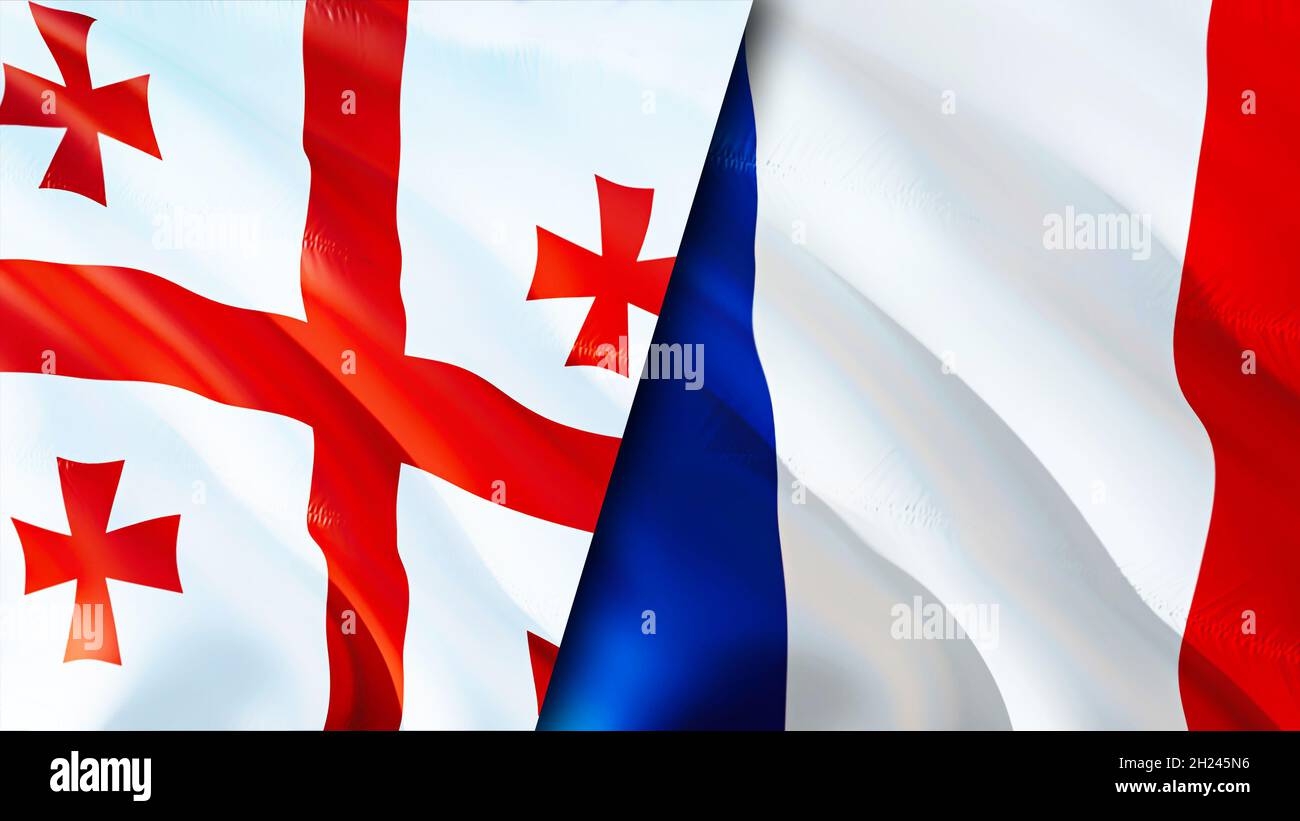 Georgia and France flags. 3D Waving flag design. Georgia France flag ...