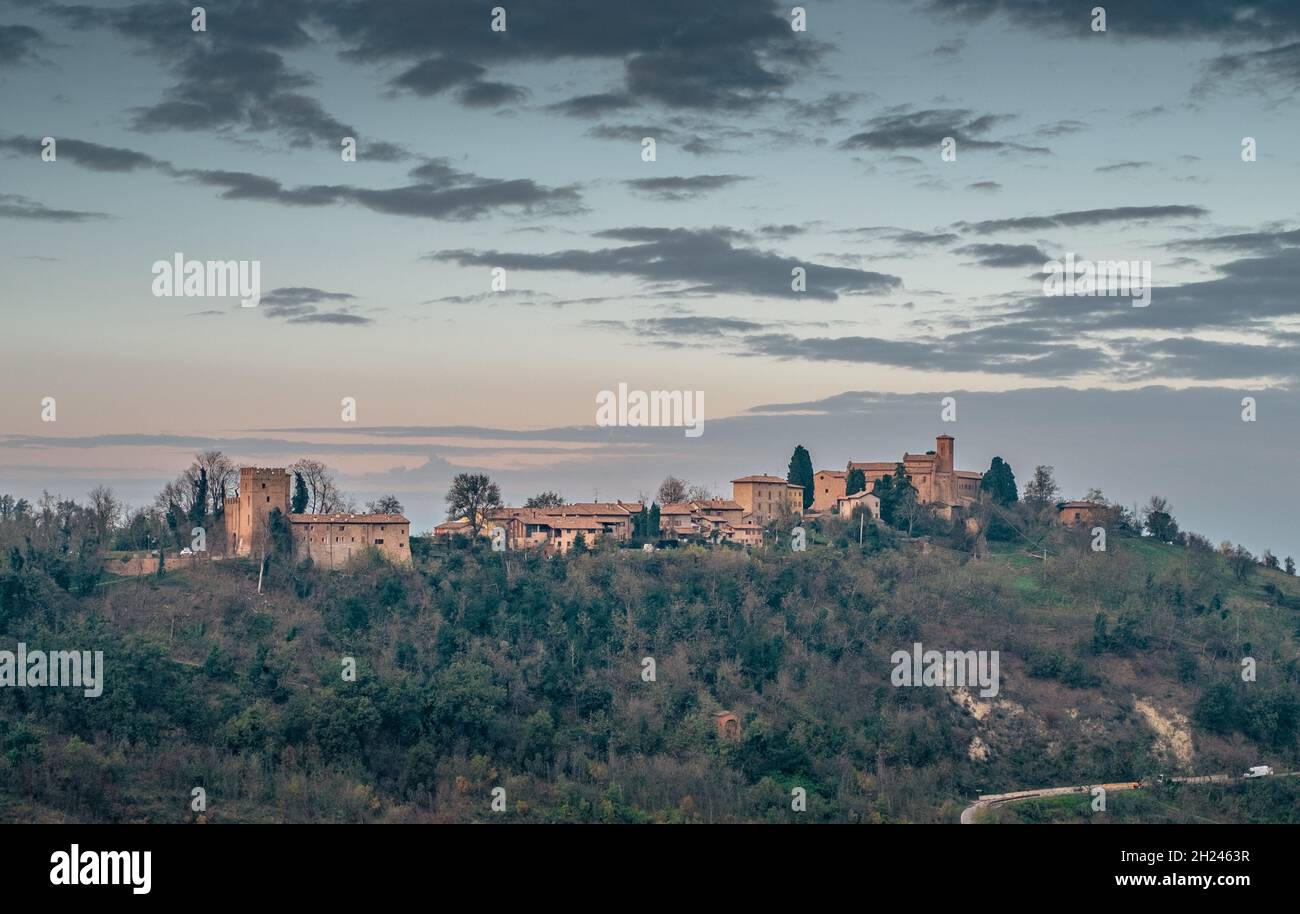 The medieval village of Monteveglio in the southwestern hills of ...